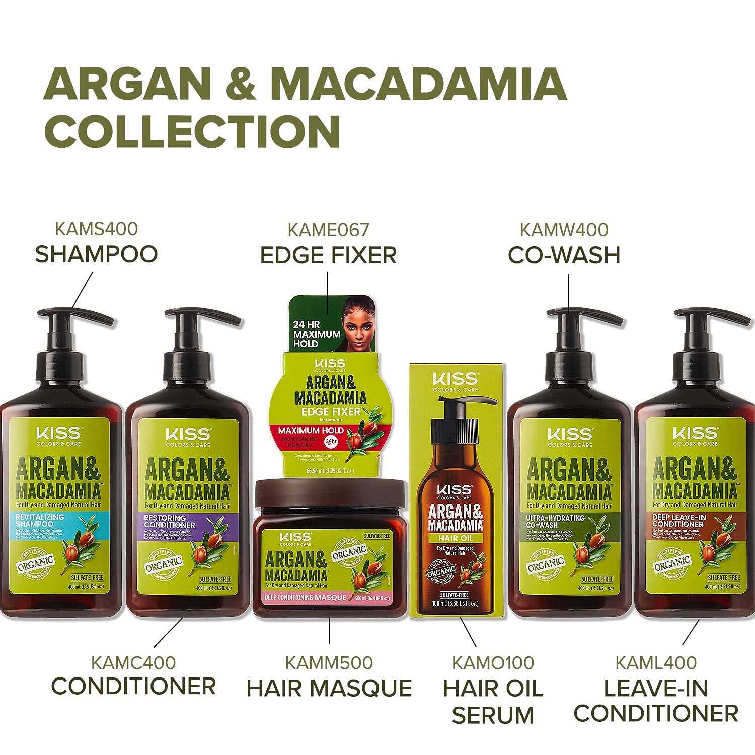 KISS Color & Care Argan & Macadamia For Dry and Damaged Natural Hair Shampoo & Conditioner Value Set
