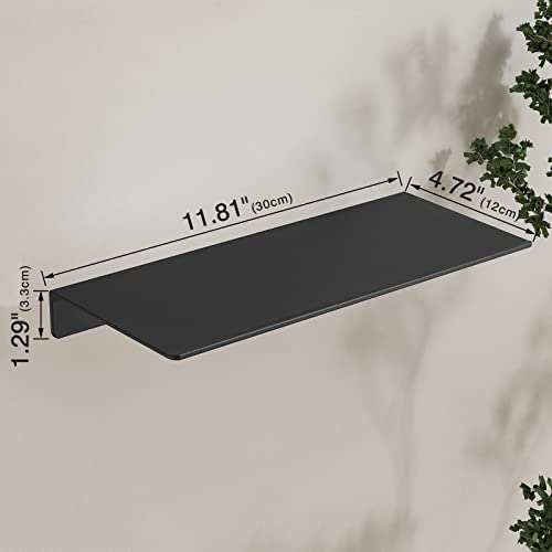 JOOM Floating Shelves, Storage Shelves, Bathroom Shelves, Wall Mounted, Aluminum (12 Inch, Black)