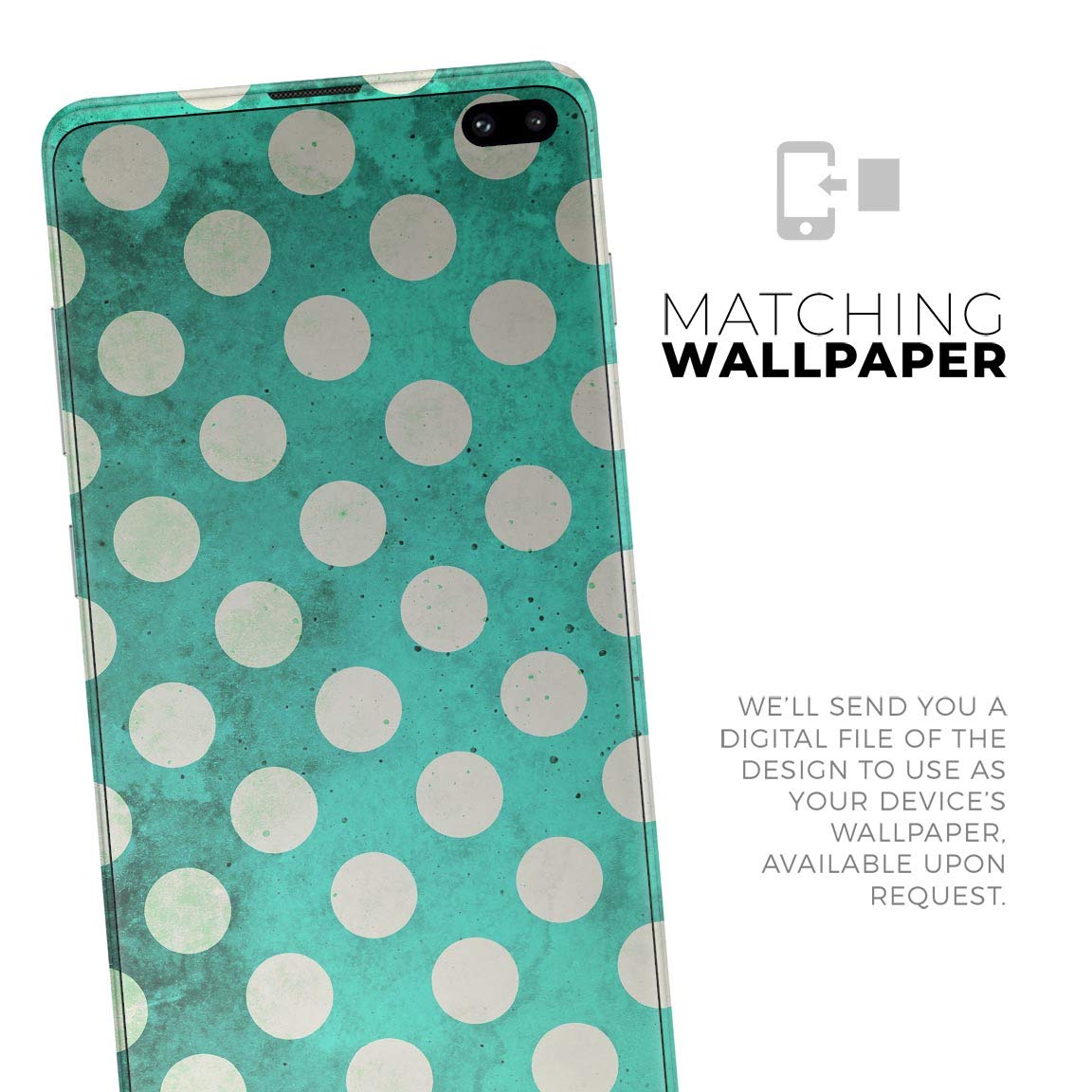 DesignSkinz Dark Teal and White Polka Dots Pattern Protective Vinyl Decal Wrap Skin Cover Compatible with The Samsung Galaxy S20 (Screen Trim & Back Glass Skin)