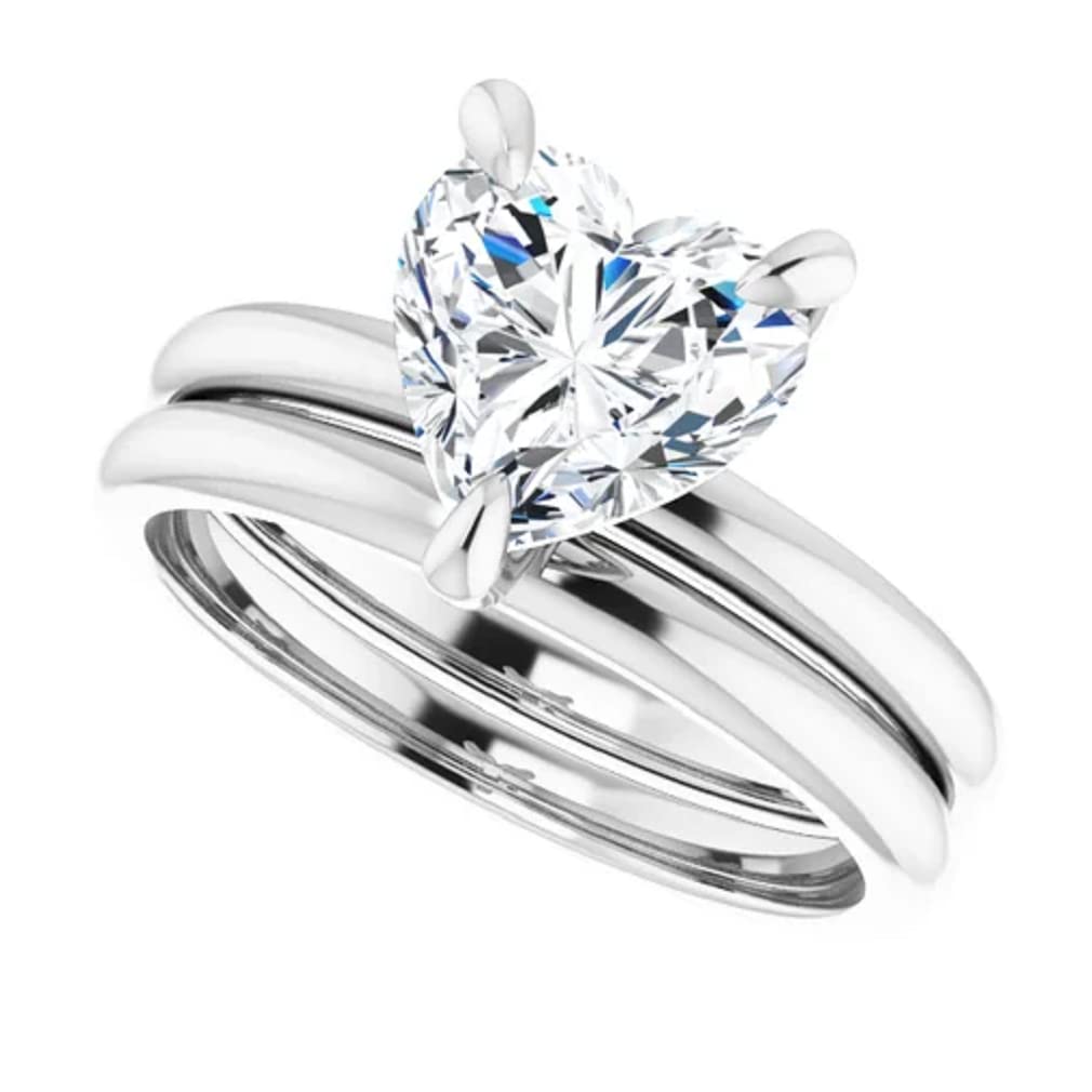 2 CT Heart Cut VVS1 Colorless Moissanite Engagement Ring Set, Wedding/Bridal Ring Set, Sterling Silver Vintage Antique Anniversary Promise Ring Set Gift for Love (4)