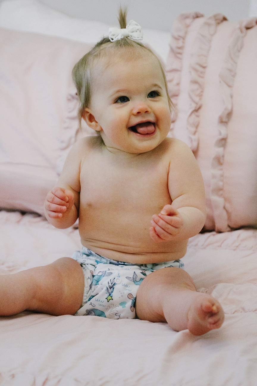 babygoal Cloth Diaper Covers 6 Pack with Wet Bag for Fitted Diapers and Prefolds with Double Gussets, Adjustable and Reusable for Baby Boys 6DCF05