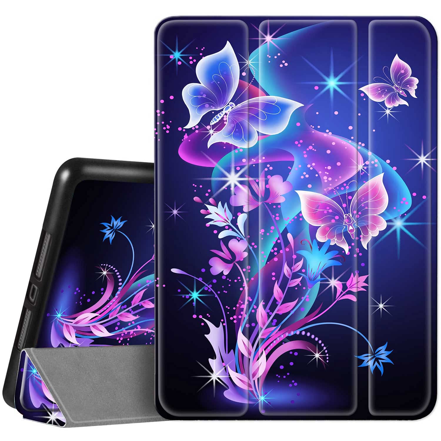 Hi Space for iPad 9th 8th 7th Generation Case for iPad Cover 10.2 inch for iPad Case 2021 2020 2019 Butterfly for iPad 9 8 Case with Pencil Holder, Protective Cover Auto Sleep Wake for A2270 A2428