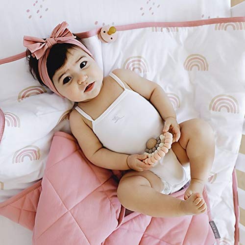 Ely’s & Co. Jersey Swaddle Blanket, Baby Beanie Hat and Bow Headband Set Jersey Cotton Set for Baby Girl – (Dusty Rose)