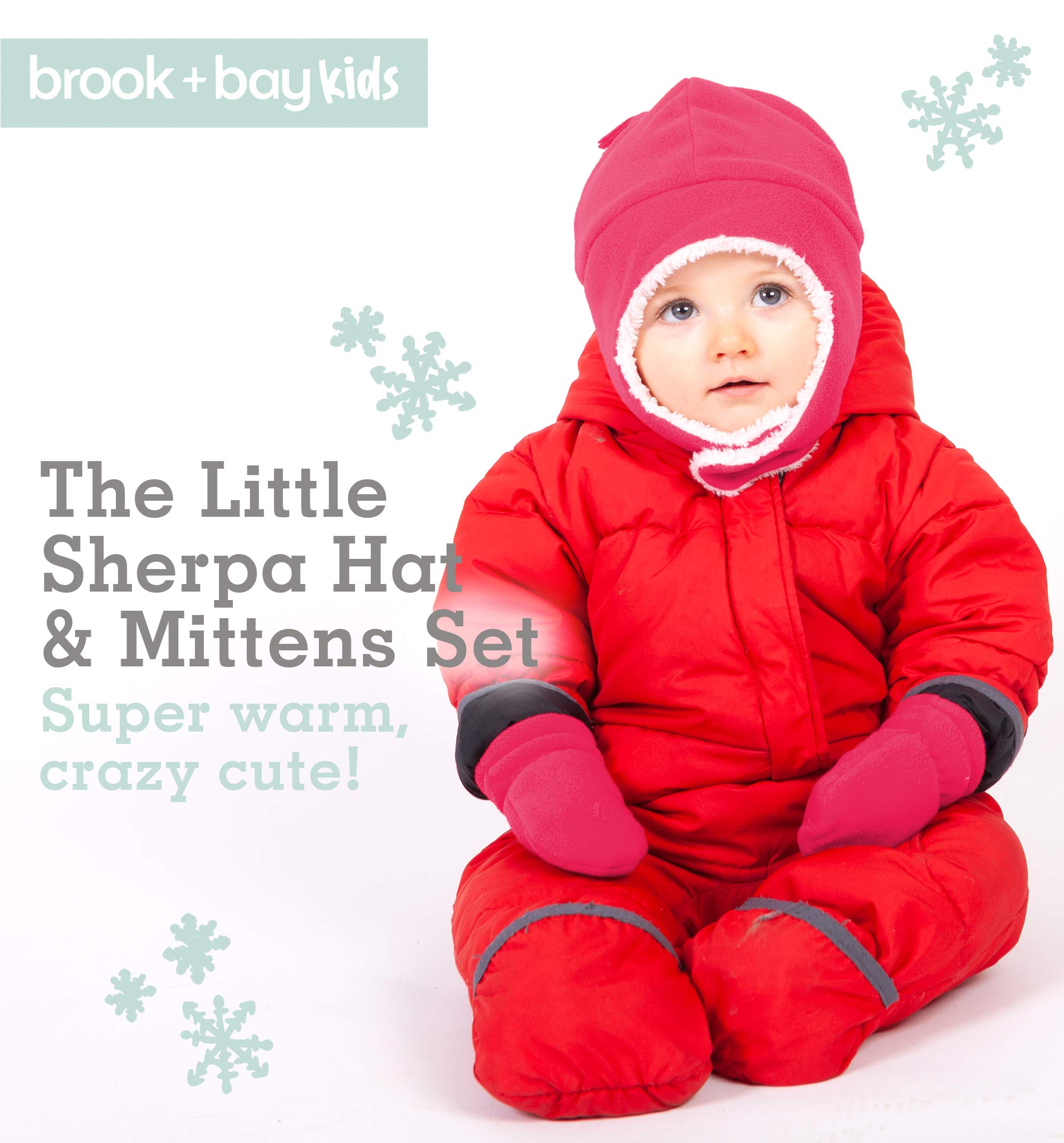 Brook + Bay Toddler Hat & Glove Set - Toddler Mittens & Winter Hat - Baby Fleece Hat for Infant Kids Set 6-18 months - Pink