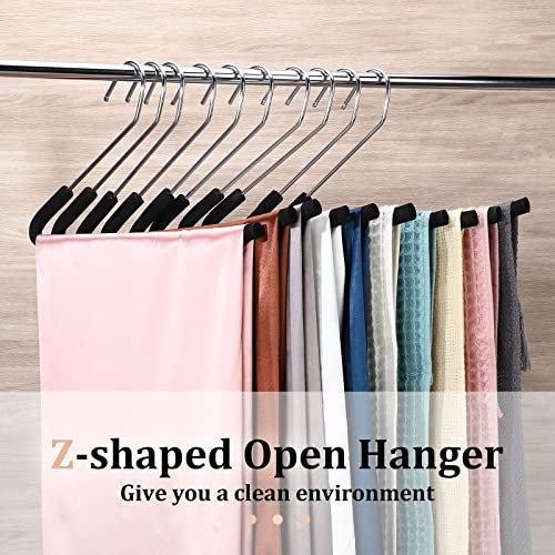 Open Ended Pants Trousers Hangers Foam Coated Pant Hangers Plating Non Slip Anti Rust Chrome Metal Hangers for Closet Easy Slide Pant Jeans Slacks Towel Skirt Organizer, Black (20)