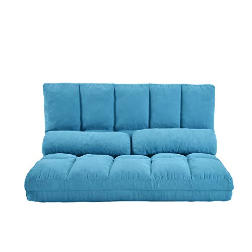 Merax Floor Sofa Bed, Foldable Sleeper Sofa Bed, Adjustable Futon Sofa Folding Lazy Sofa Floor Sofa Couch with 2 Pillows (Blue)