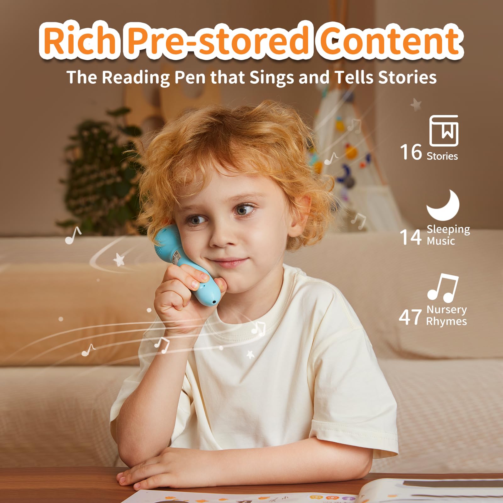 alilo Learning Educational Toys for Toddlers 2-3-4-5-6, Interactive Reading Pen Set for Kids, with 3 Learn to Read Books for Kids, 100 Talking Flash Cards, 540 Recording Stickers, Alphabet, Music Card