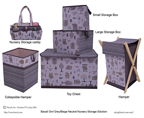 Bacati Unisex Cotton, Nursery Storage Caddy, Grey/Beige