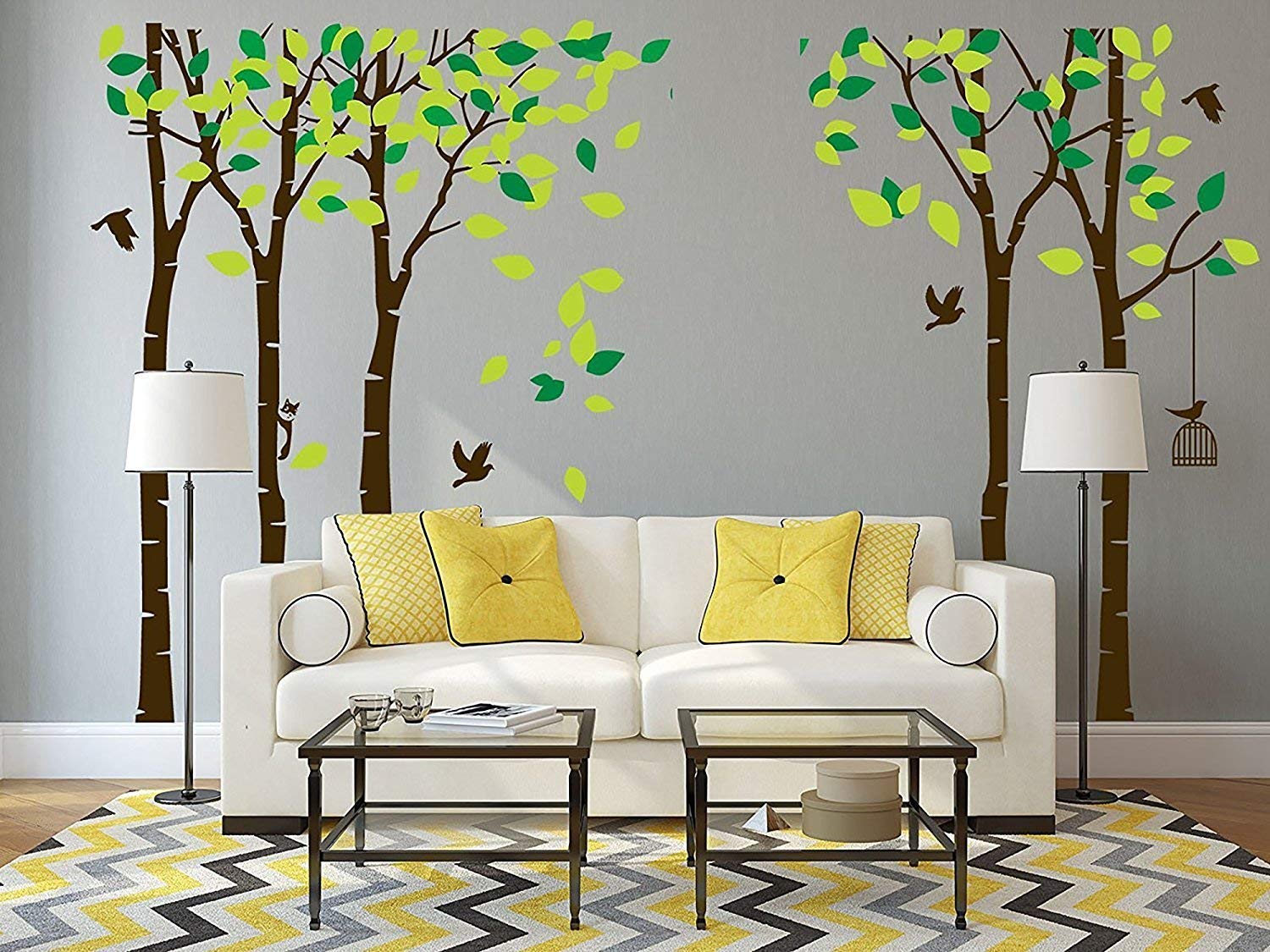 ANBER Giant Jungle Tree Wall Decal Removable Vinyl Sticker Mural Art Bedroom Nursery Baby Kids Rooms Wall Décor (Brown and Green)