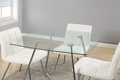 Atlin Designs Glass Top Dining Table in Silver Chrome