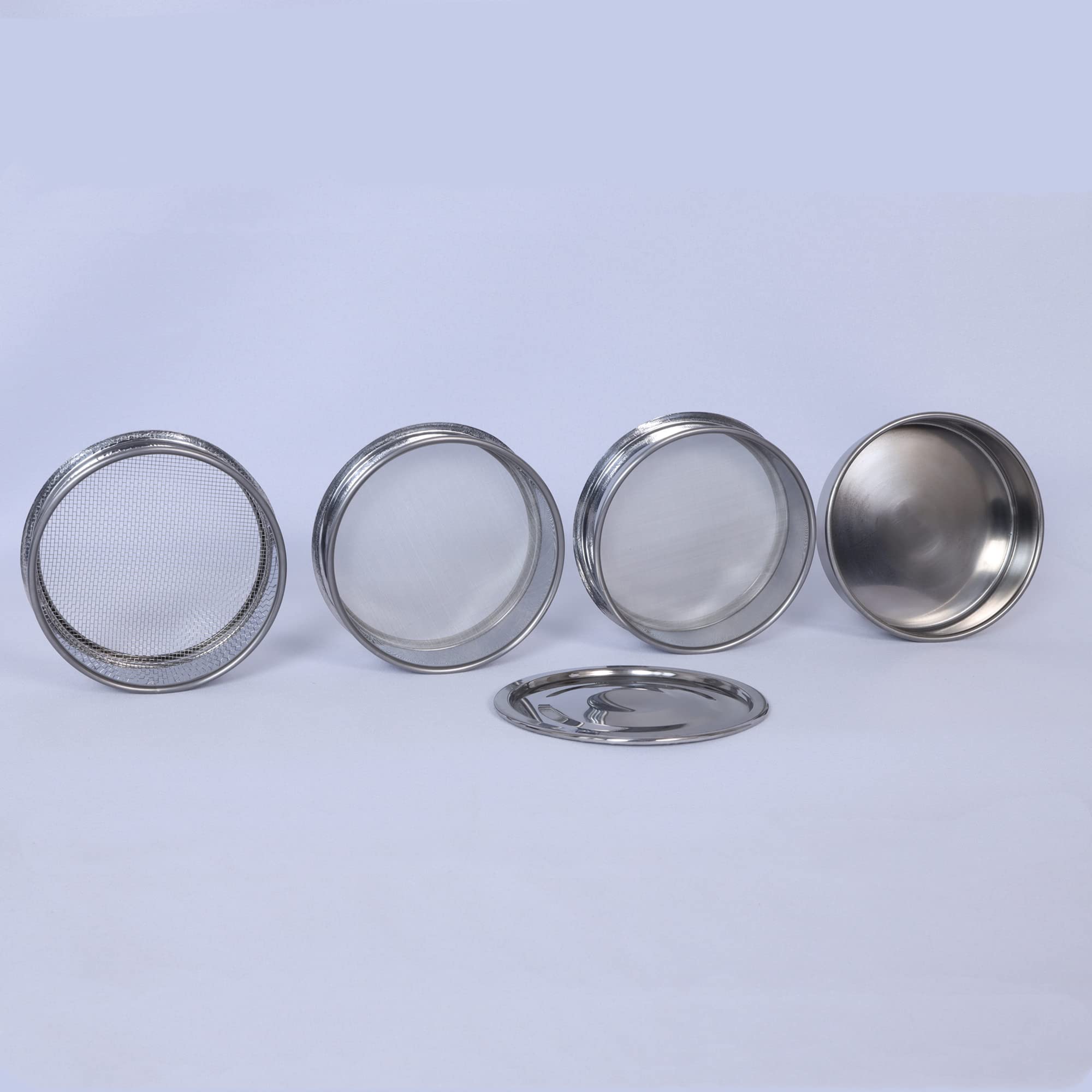 3 Pcs Lab Sieves,6 Inch Diameter Test Sifter with Tray and lid