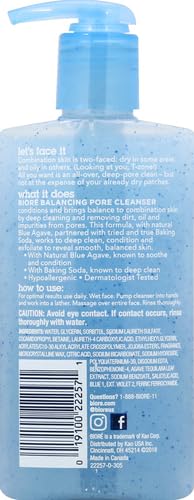 Bioré Daily Blue Agave + Baking Soda Balancing Pore Cleanser, Liquid Cleanser for Combination Skin, to Penetrate Pores & Gently Exfoliate Skin, 6.77 Ounce