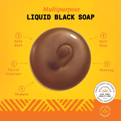 Alaffia Authentic African Black Soap Variety 2-Pack β All-In-One Liquid Soap, Travel-Size Eucalyptus Tea Tree + Full-Size Unscented Body Wash, Face Wash, Shampoo, Shaving Soap
