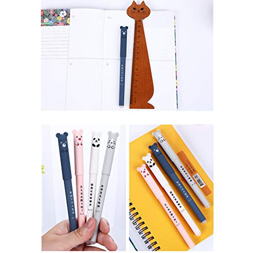 JSPOYOU 4 x Cute Kawaii Cartoon Cat Gel Ink Pen Ballpoint 0.35mm Blue Ink Student 2ML