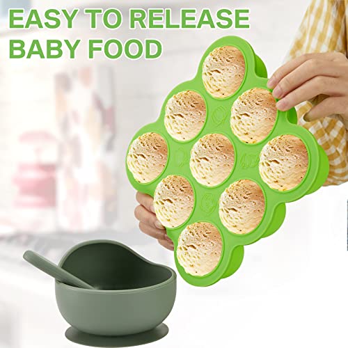 4 Pack Baby Food Storage Containers 9 Cup Silicone Baby Food Freezer Tray with Lid Stackable Reusable Freezer Storage Tray for Ice Breast Milk Homemade Baby Food Vegetable Fruit Puree