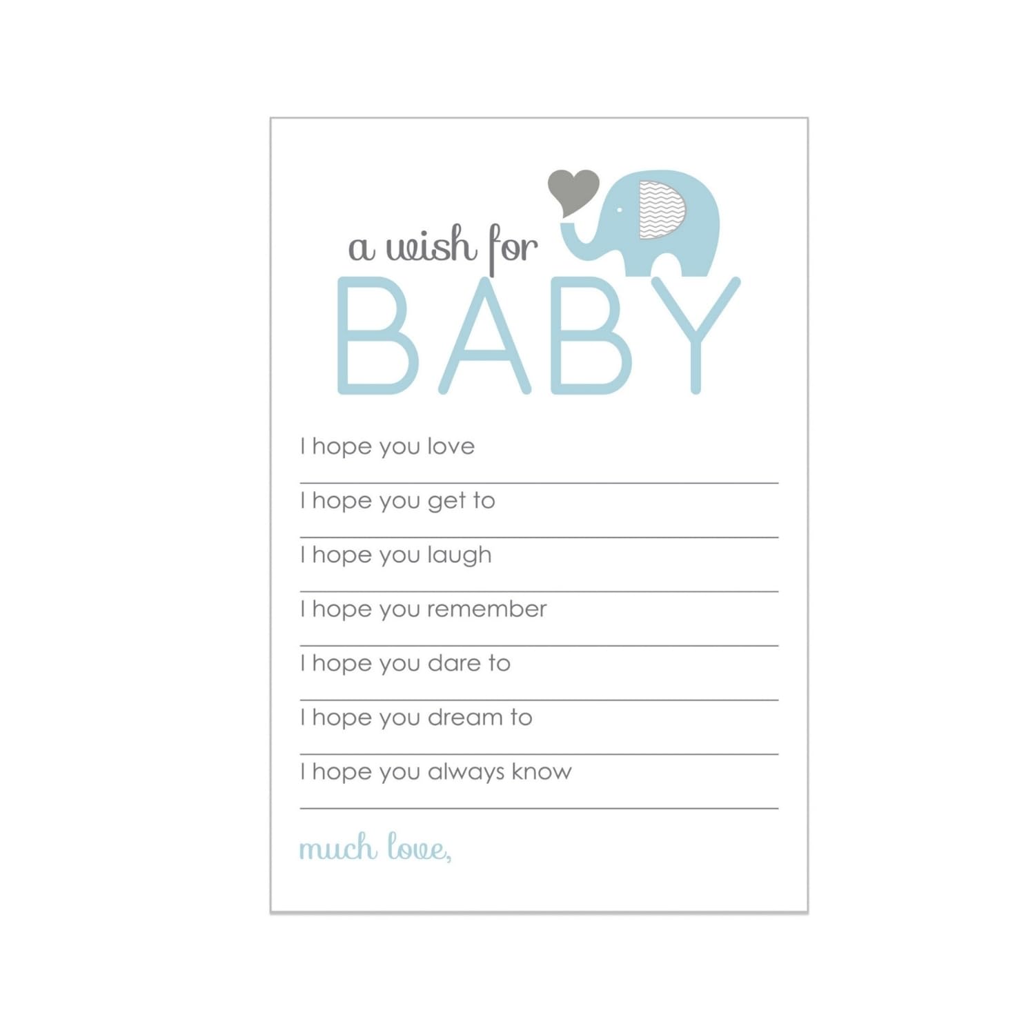Blue Elephant Wishes for Baby Shower, 20 Pack – Cute Words of Wisdom for Baby Boy, Baby Shower Game Planning, Guest Book Alternative, Parents Keepsake Activity, Wishing Well Birthday Ideas