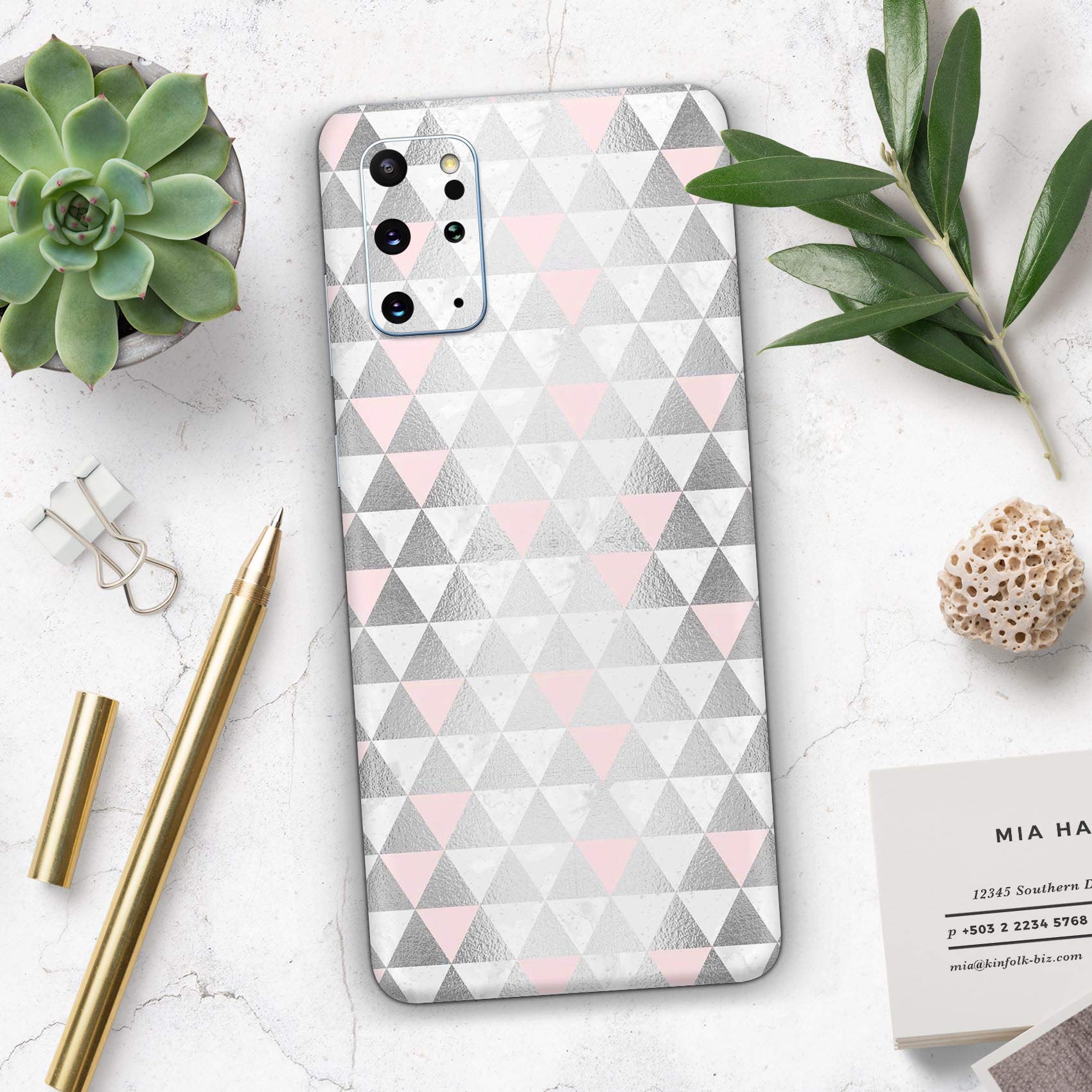 DesignSkinz Karamfila Silver & Pink Marble V13 Protective Vinyl Decal Wrap Skin Cover Compatible with The Samsung Galaxy S20 (Screen Trim & Back Glass Skin)