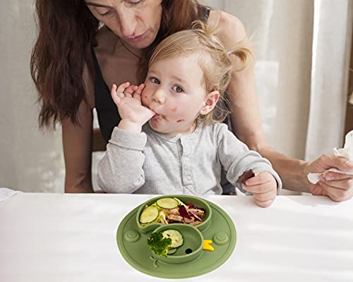 Lightening Corp Baby Plate Silicone Suction Toddler Plates, Divided Dishes for Toddler Kids, Self Feeding, BPA Free, Microwave and Dishwasher Safe (SP-21)