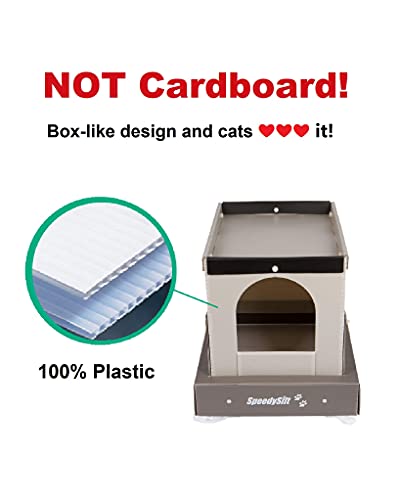 SpeedySift Hooded Cat Litter Box Starter Kit, Includes 56ct Disposable Sifting Liners, Material: Corrugated Plastic Board
