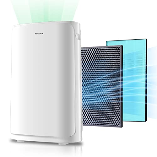 Air Purifiers for Home Large Room Allergies, H13 True HEPA Filter for Allergies, Smoke, Dust, Pollen, Quiet Odor Eliminators for Bedroom, Pet Hair Remover, Remove 99.97% Dust Smoke Mold Pollen, White