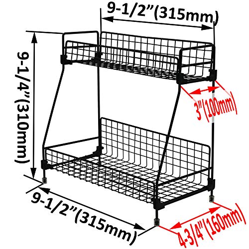 kaileyouxiangongsi 2-Tier Bathroom Countertop Organizer -Cosmetic Organizer- Makeup Organizer Holder for Bathroom -Kitchen Organizer Storage Wire Shelves Basket (Black)