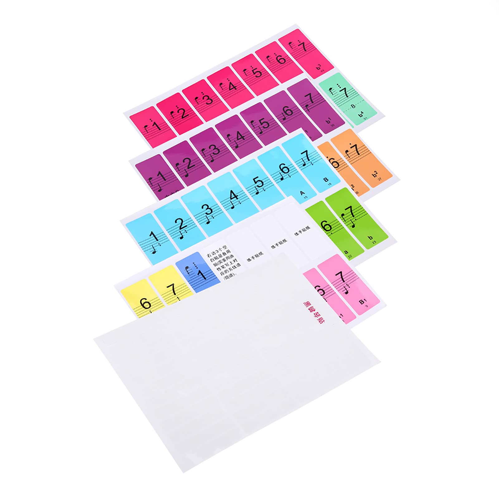 2 in 1 Design Piano Beginner Sticker, 2 Color Removable Piano Sticker, for Piano Piano Keyboard(Colorful)