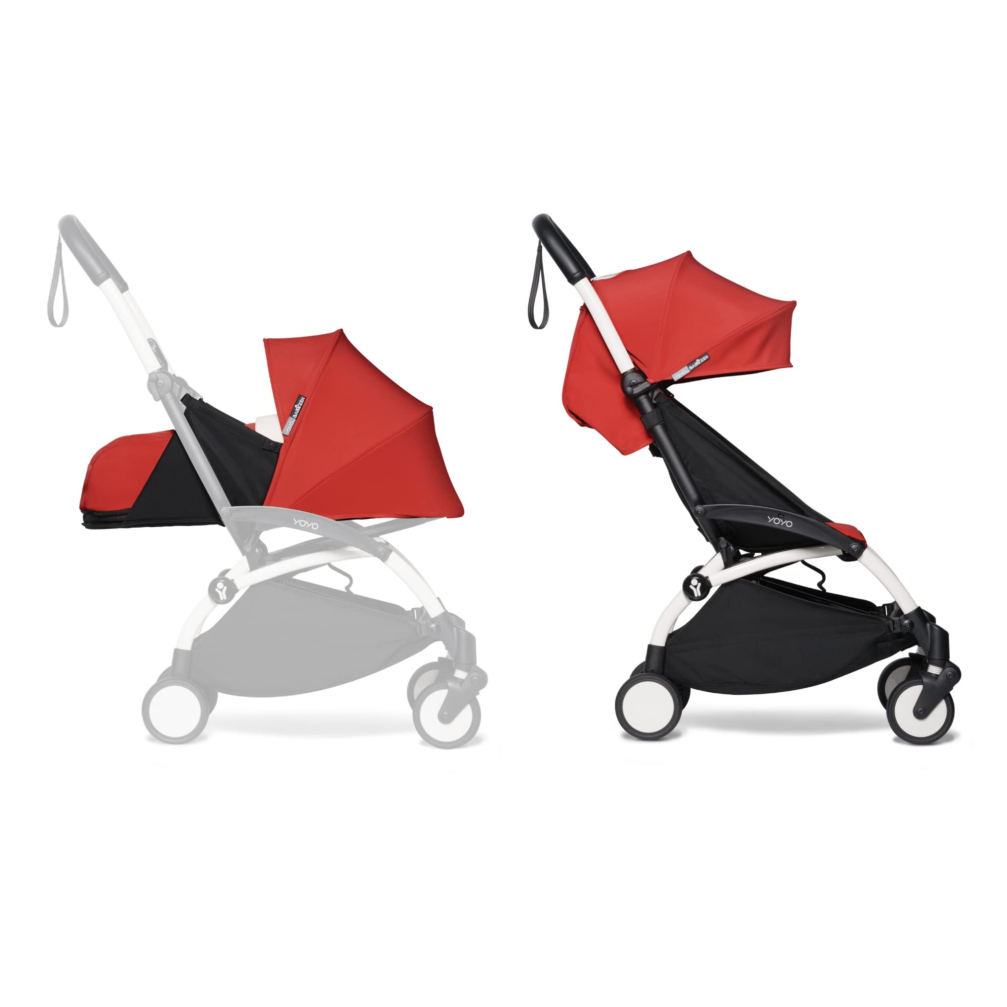BABYZEN YOYO2 Stroller & 0+ Newborn Pack - Includes White Frame, Red 6+ Color Pack & Red 0+ Newborn Pack - Suitable for Children Up to 48.5 Pounds