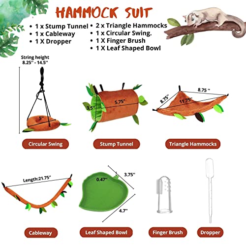 5 Pcs Sugar Glider Supplies Cage Accessories Hammock Set Hanging Cage Bed Hideout for Small Animal Pets Hamster Rat Guinea Pig Squirrel Gerbils