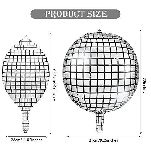 5 Pieces 22 Inches 4D Disco Ball Balloons Large Laser Foil Balloon Metallic Mirror Balloon for Disco Dance Party Birthday Party Wedding Ceremony (Basic Style)