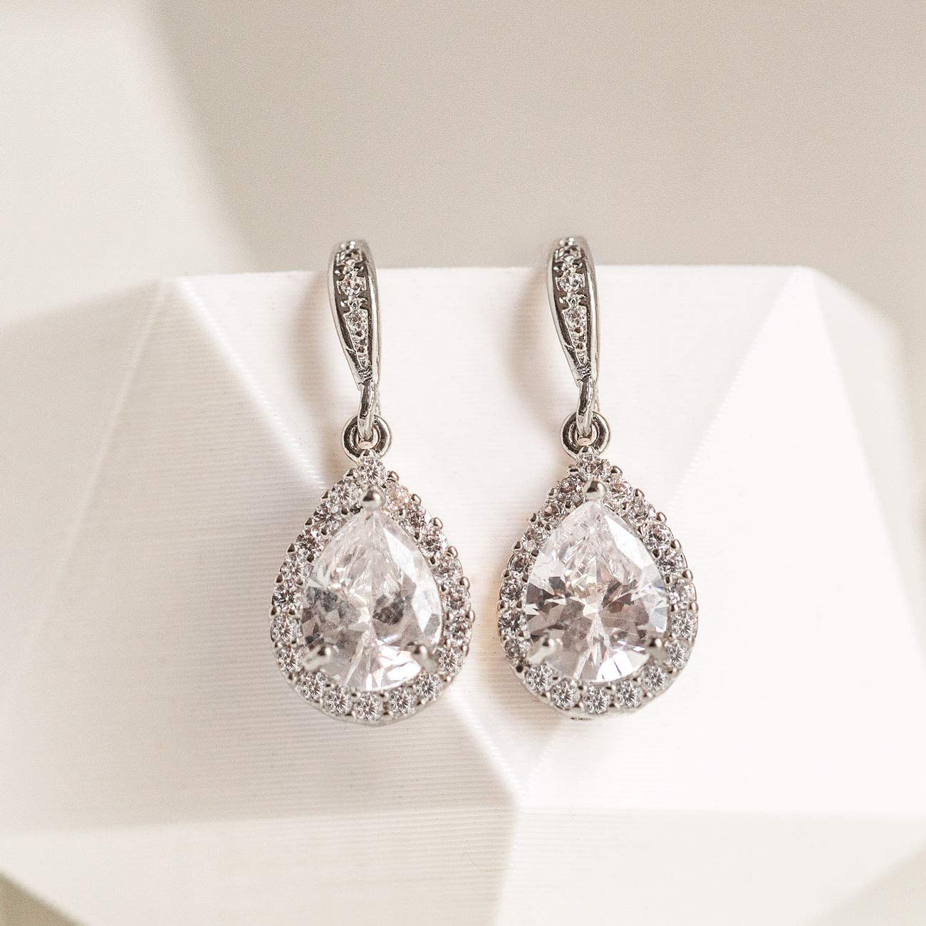 A+O Wedding Bridesmaids Gift Drop Dangle Earrings in Silver