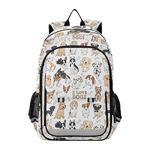 ALAZA Doodle Dog Pug Corgi Golden Retriever Husky Labrador Dachshund Laptop Backpack Purse for Women Men Travel Bag Casual Daypack with Compartment & Multiple Pockets