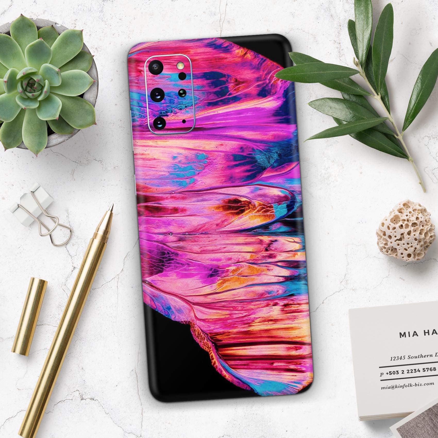 DesignSkinz Liquid Abstract Paint V68 Protective Vinyl Decal Wrap Skin Cover Compatible with The Samsung Galaxy S20 (Screen Trim & Back Glass Skin)