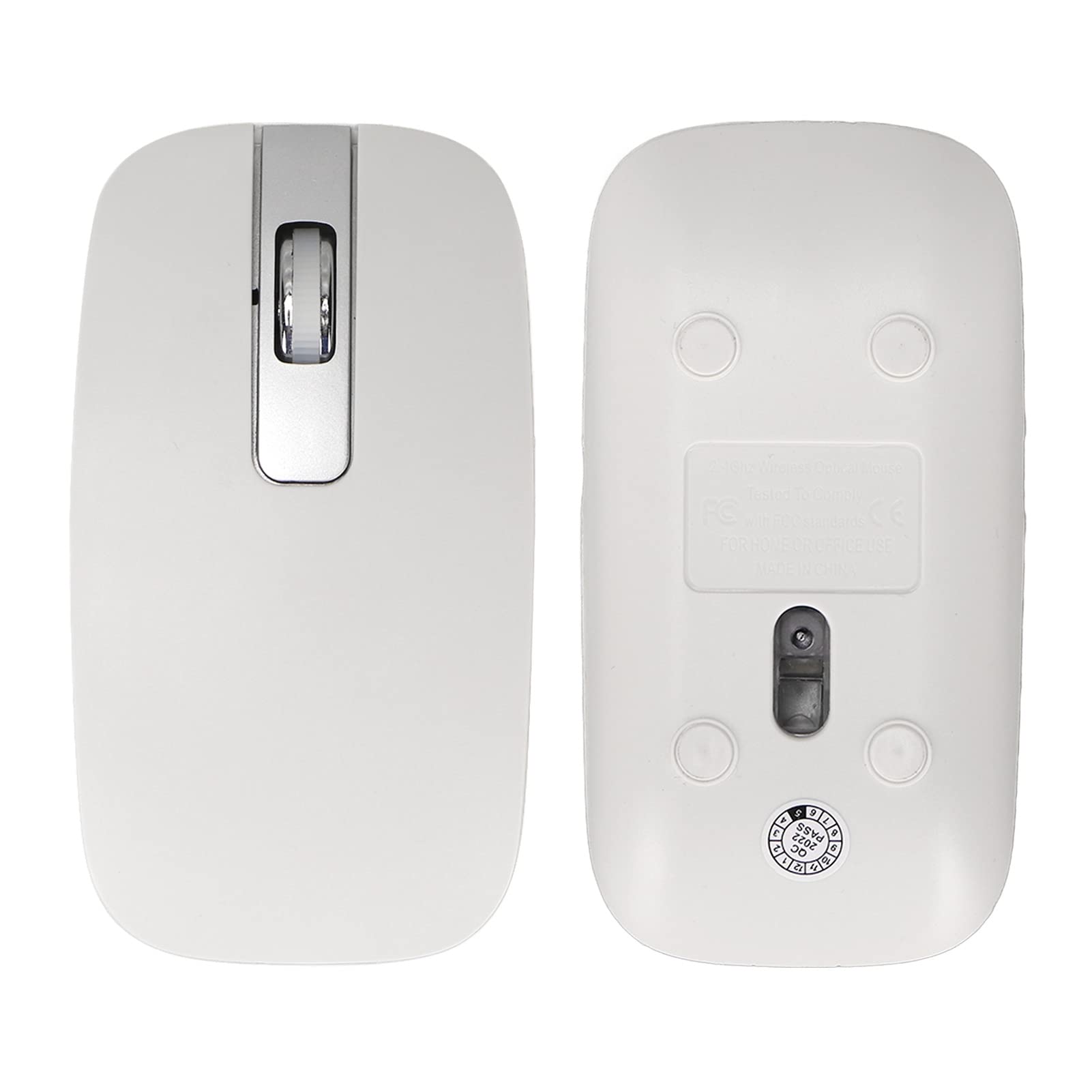 2.4GHz Keyboard Mouse Combo, 78 Keys Ultra Thin Computer Keyboards, Rechargeable Gaming Keyboard for Desktop, PC and Laptop, USB Receiver, Compact Full Size, White