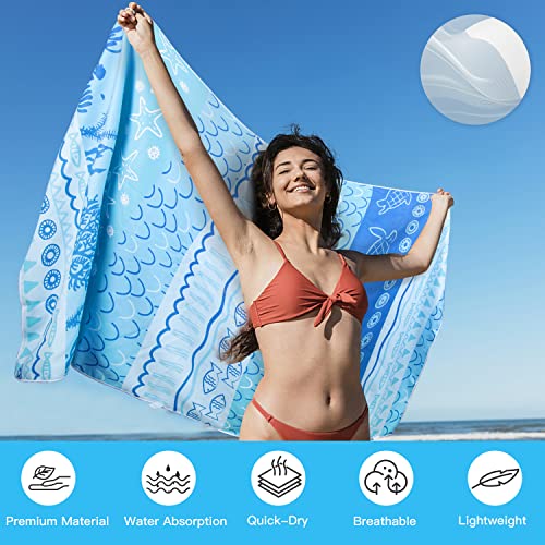 Airensky 2 Pack Microfiber Beach Towel, Oversized (72β x 36") Quick Dry Pool Towel, Sand Free Beach Towel, Super Absorbent Bath Towel, Soft Breathable and Lightweight for Beach, Swim, Hiking