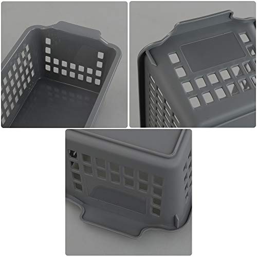 Gloreen Slim Pencil Plastic Basket, Grey Narrow Spices Storage Baskets, 6 Packs