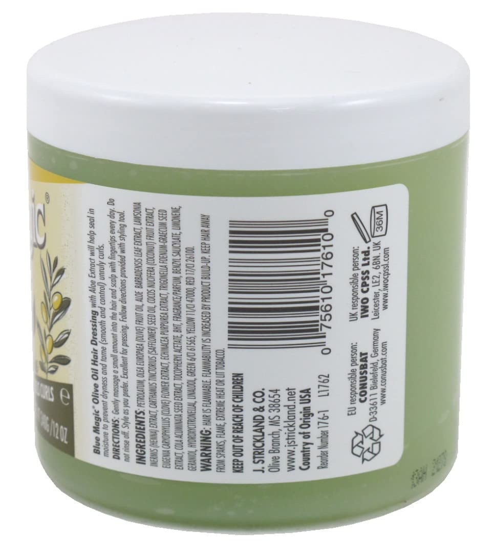 Blue Magic Olive Oil Hair Dressing with Aloe Vera 12 Ounce