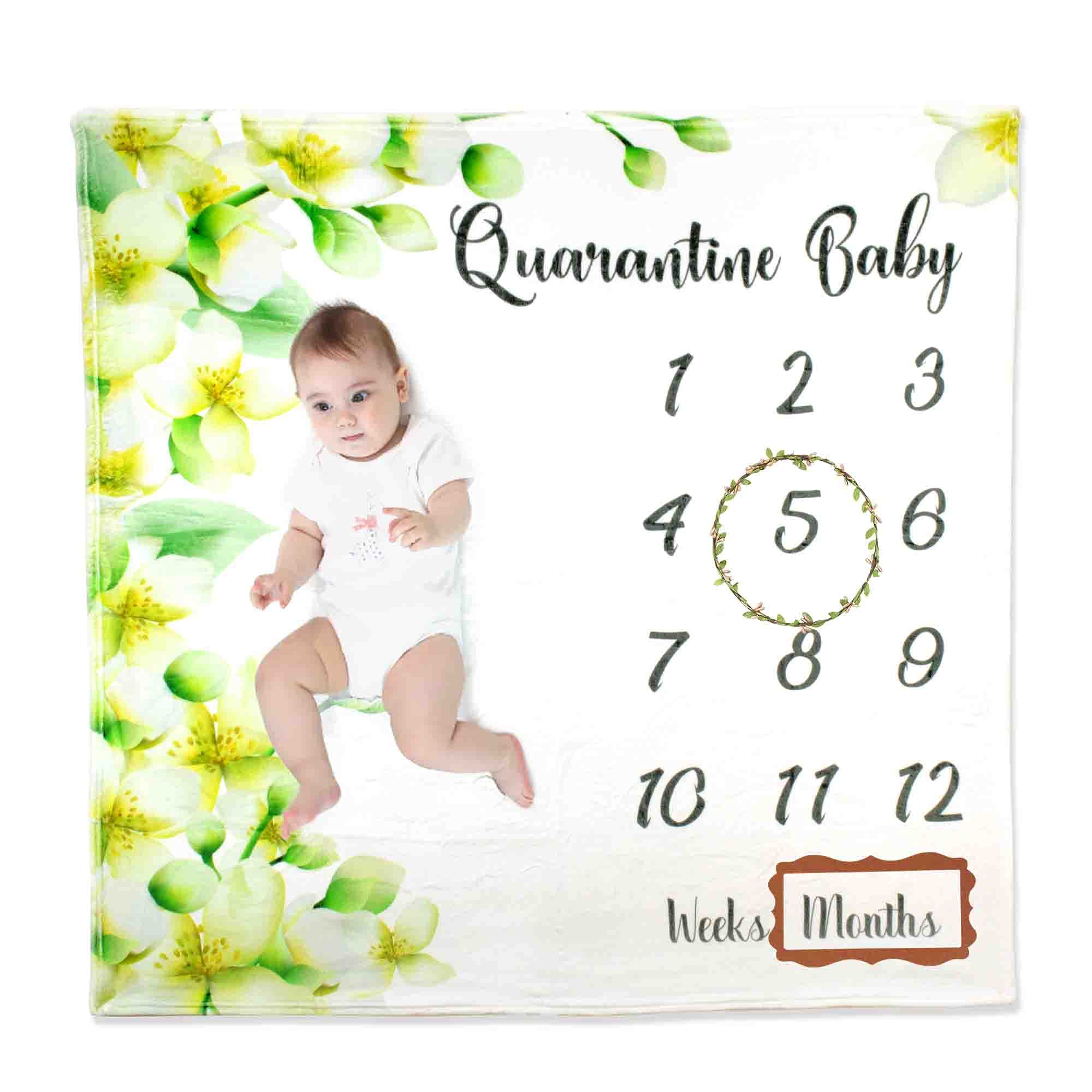 patucia Baby Milestone Blanket Marker, Milestone Marker for Blanket, Monthly Milestone Floral Wreath, Monthly Milestone Photo Prop Frame, 2 Pieces