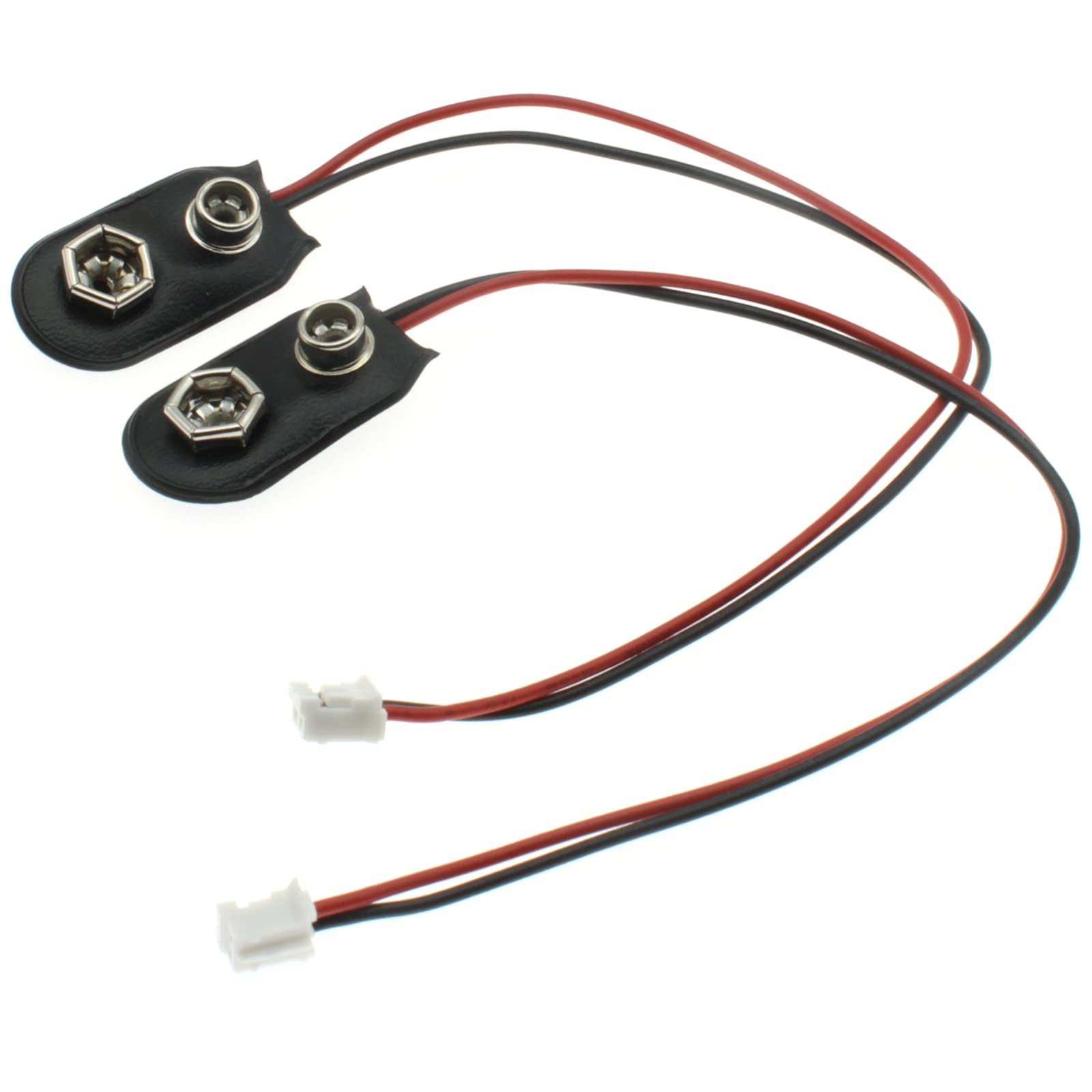 LBTODH 9V Battery Clip Connector 2PCS I-Type 9 Volt Battery Clip 9V Battery Snap to 2-Pin PH2.0 Connector Flexible Buckle Plastic Housing (15CM)