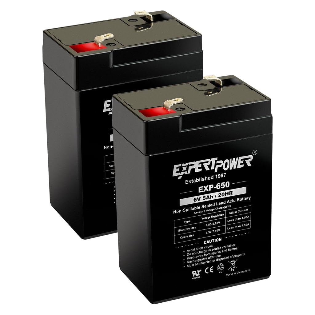 ExpertPower 6V 5Ah SLA Rechargeable Battery - 2 Pack