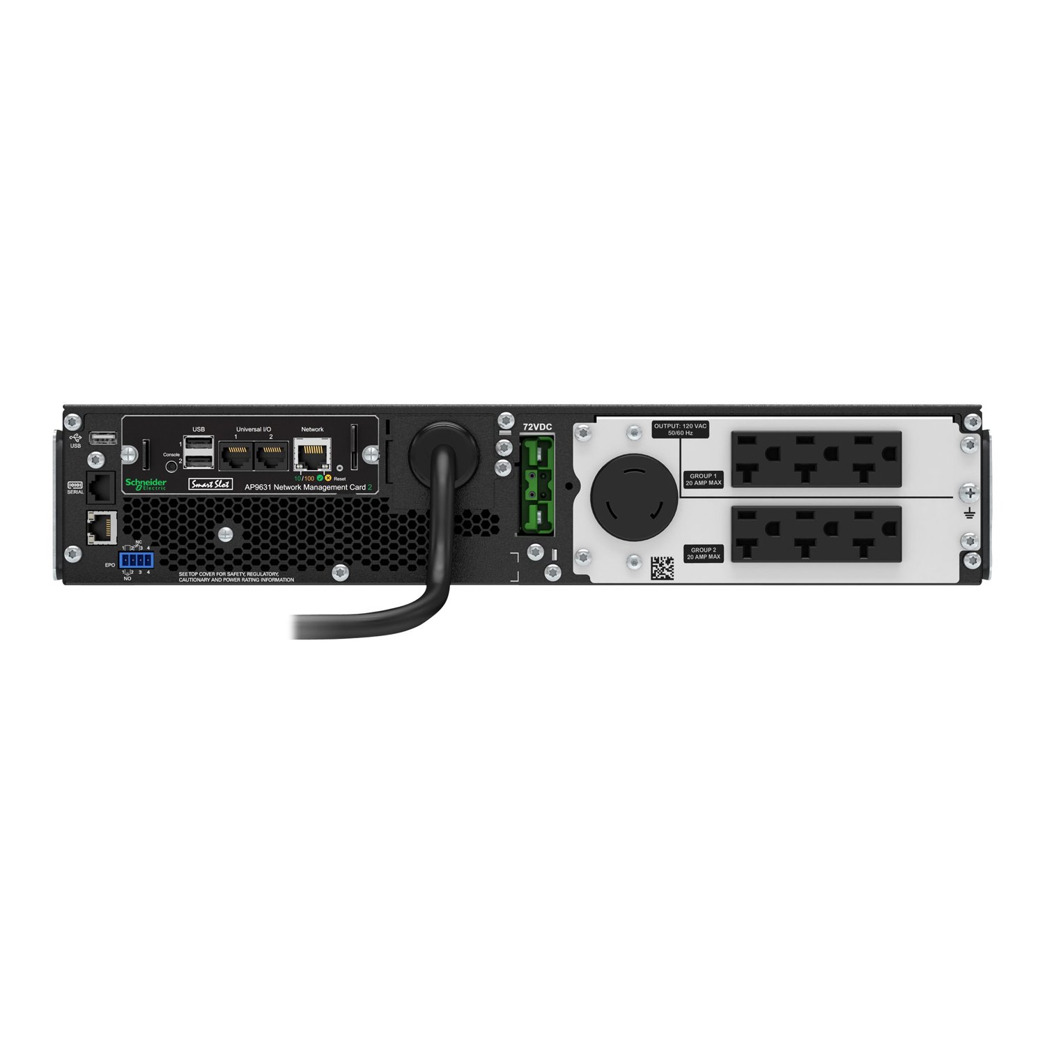 APC 2200VA Smart-UPS Single Phase Online Uninterruptible Power Supply SRT2200RMXLA-NC, Rack Mount UPS with Network Card