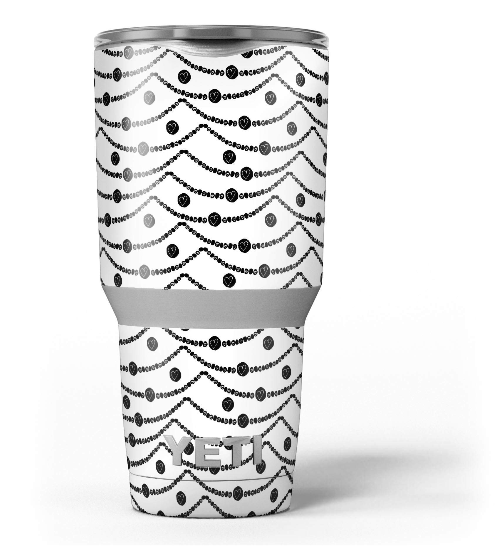 Design Skinz Slate Black Tiny Hearts on Powerlines - Skin Decal Vinyl Wrap Kit Compatible with The Yeti Rambler Cooler Tumbler Cups