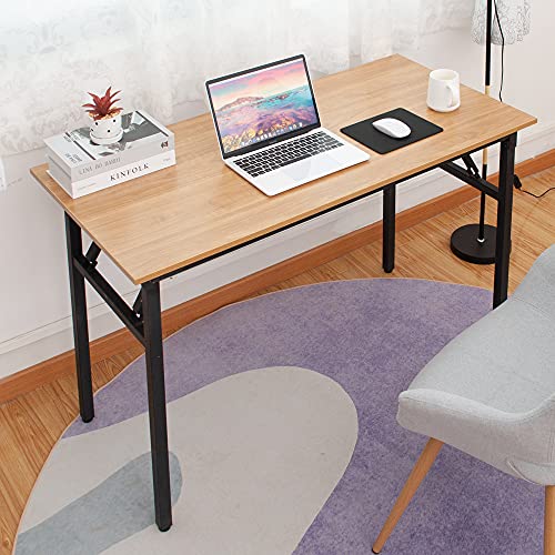 Coral Flower Office Desk 55 inches Folding Table Computer Table Workstation,Light Oak