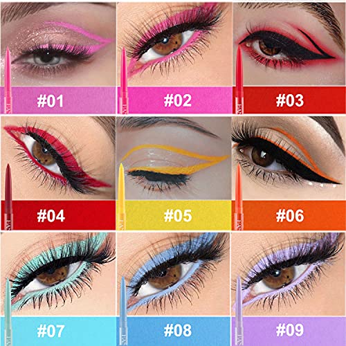 LemonSac 20 Colors Eyeliner Pen Set, Eye Shadow Pencil, Pearl Eyeliner Kit Metallic Eyeliner Pencil Glitter Eyeliner for Women Eye&Lip Liner Professional Waterproof Retractable Eyeliner(20PCS)