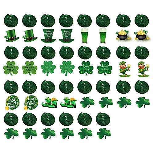 GOER St. Patrick's Day Party Decorations,30 Pcs Irish Shamrock St. Patrick's Day Hanging Swirls Party Supplies