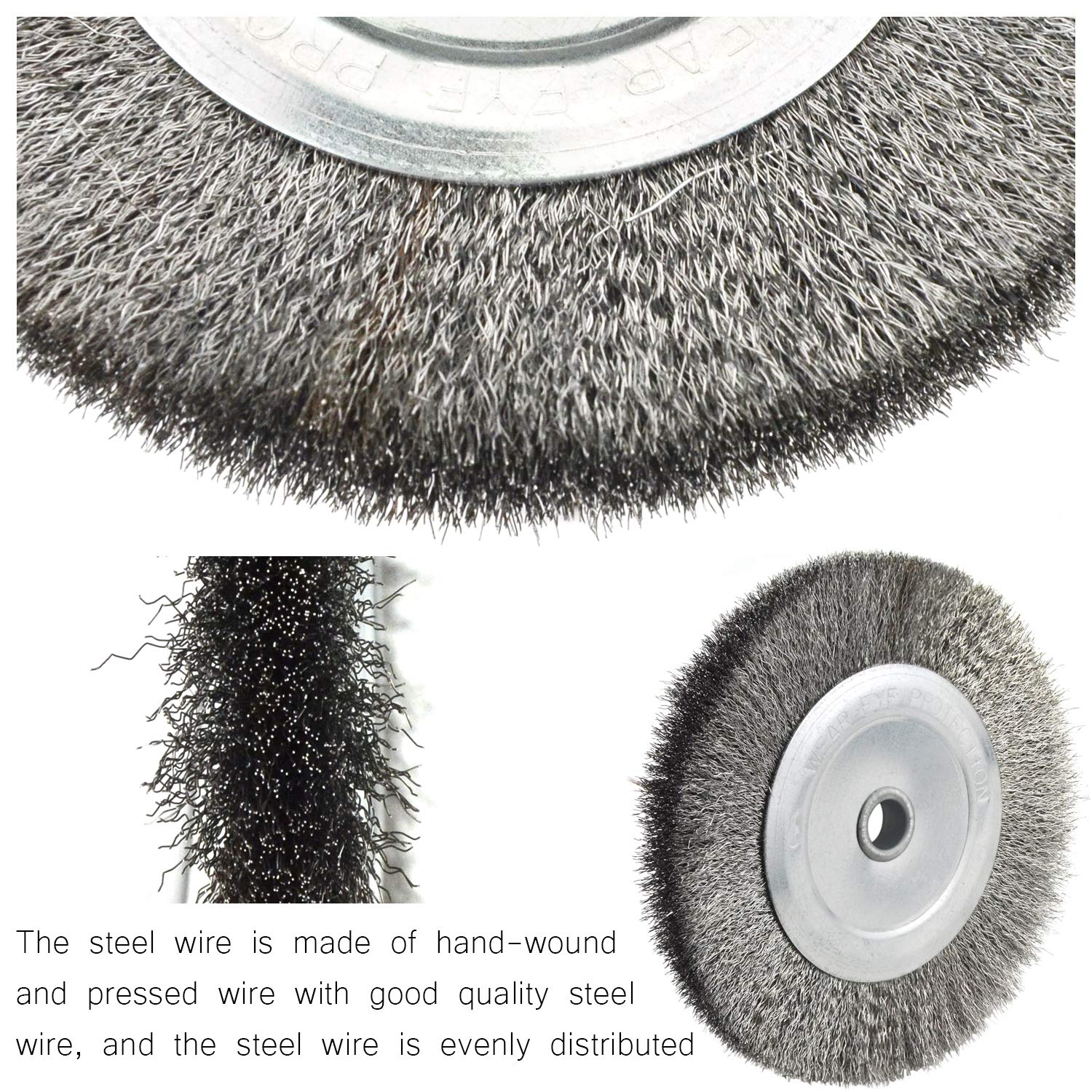 6 Inch Bench Grinder Grinding Wheel & Wire Wheel Brush with 1/2'' Arbor, 120 Grit Silicon Carbide Bench Grinding Wheel for Bench Grinder,for Drill Bits, Blades and Knifes Cleaning Polishing Sharpening