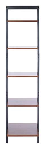 Safavieh Home Collection Allaire Honey Brown/Charcoal 5-Tier Leaning Storage Display Shelves Living Room Bedroom Office Bookcase Etagere, 0