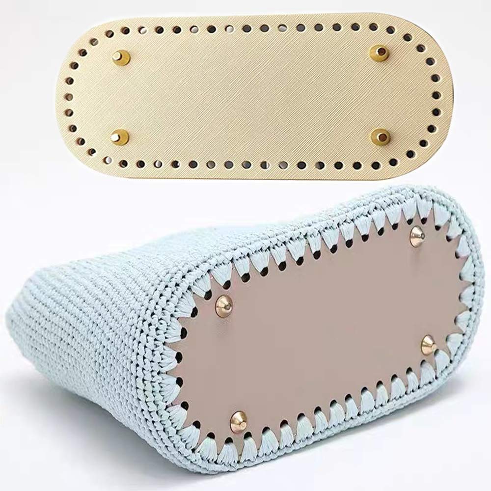 2 Pcs Oval Long Bag Bottom PU Leather Handbag Bottom Crochet Bag Bottom for Knitting Bag Handbag DIY Shoulder Crossbody Bags Accessories
