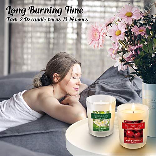 Housecret Pack of 12 Strong Scented Candles Gift Set with 6 Fragrances for Home and Women, Aromatherapy Soy Wax Glass Jar Candle