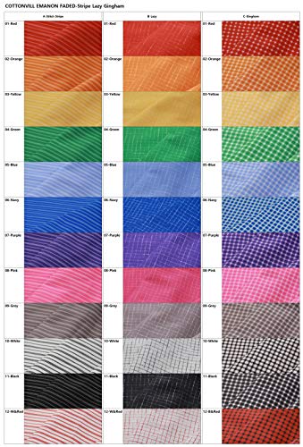 COTTONVILL EMANON Stripe Lazy Gingham 20COUNT Cotton Print Fabric (2.5inch, E-Stripe Lazy Gingham)