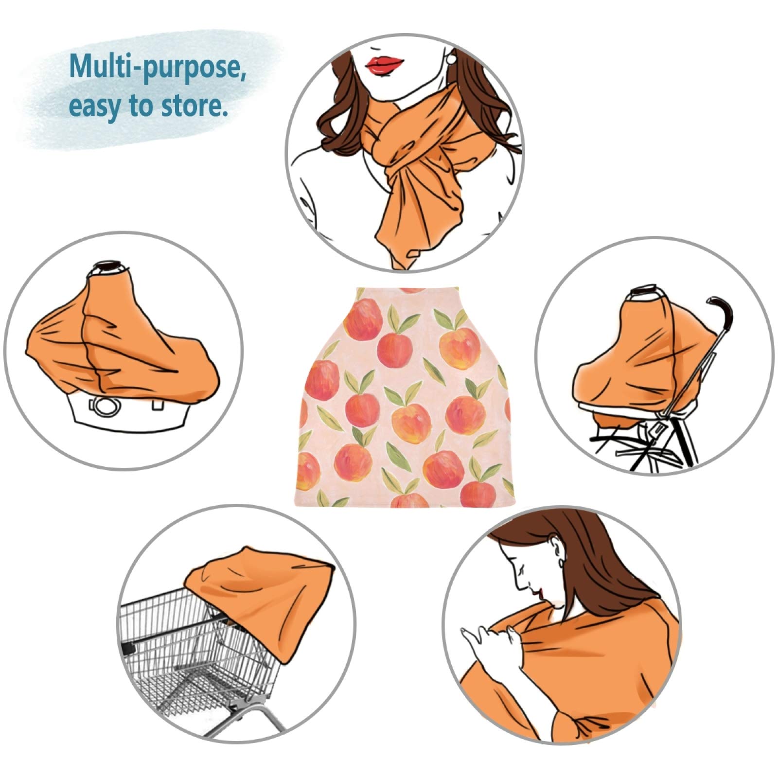 Nursing Cover Breastfeeding Scarf Peaches Painting- Baby Car Seat Covers, Stroller Cover, Carseat Canopy(9rh1b)